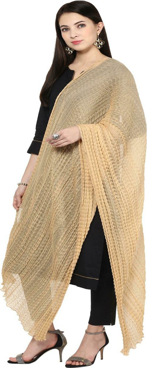 Buy Dupatta Bazaar Women Beige Solid Chiffon Dupatta Online at Best ...