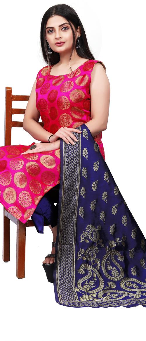 Buy sukhnath creation Women's Silk Blend Pink Straight Kutra, Pant with ...