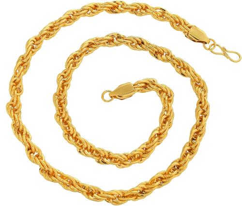 Buy ADMIER 1 micron gold plated brass rope design handmade heavy chain ...