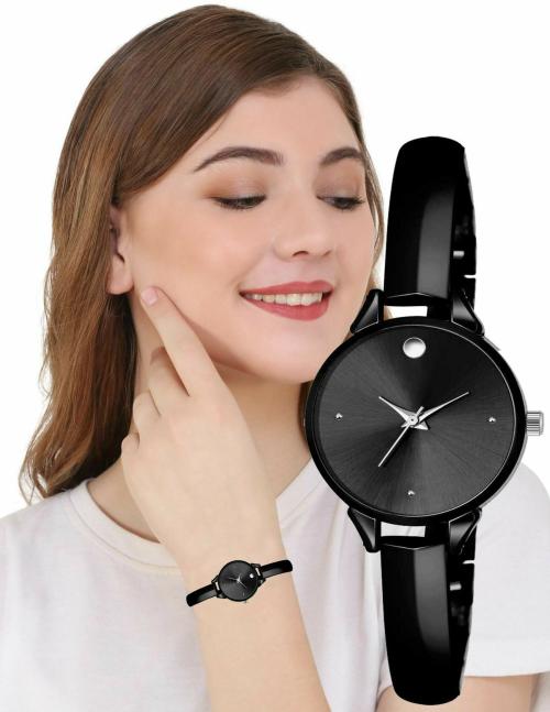 Buy Stojira Analog Black Dial Black Strap Watch For Women And Girls ...
