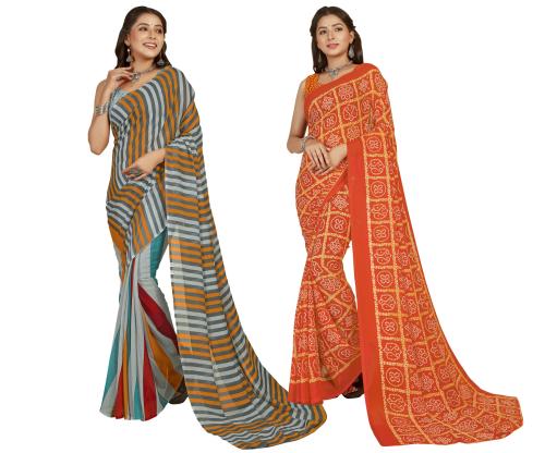 Buy Anand Women Multicolor7 Self Design Pattern Georgette Pack of 2 ...