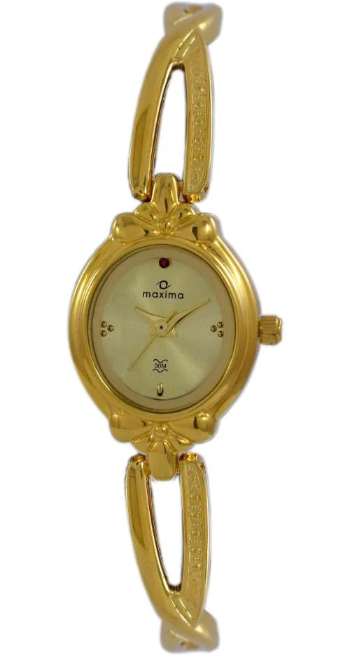 Buy Maxima Analog Beige Dial Gold Strap Watch For Women (29377BMLY ...