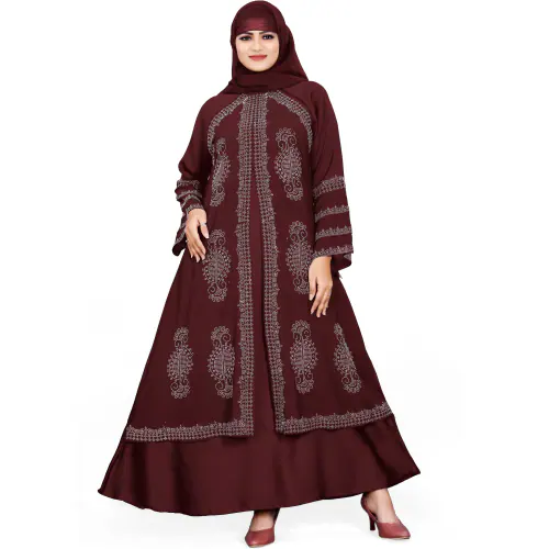 Buy BHUMIFAB Abaya Burqa-01 Nida Matte Solid Burqa With Hijab (Maroon ...