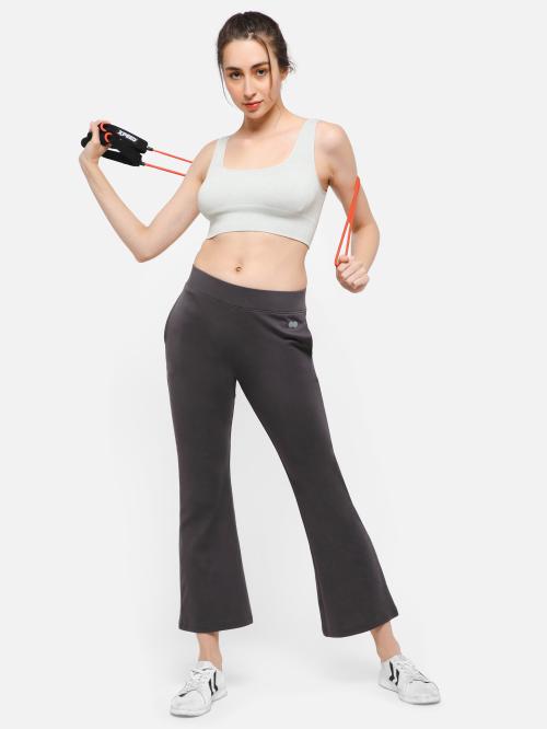 Buy Clovia Women's Grey Solid Cotton Yoga Pants Online at Best Prices ...