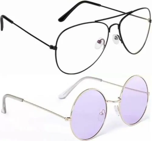 Buy RMKK Round Aviator Sunglasses (For Men & Women Clear Pink) Online ...