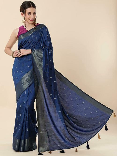 Buy Dungrani Navy Art Silk Women Saree With Blouse Pic Online at Best ...
