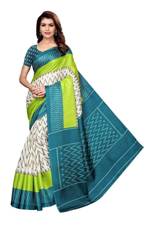 Buy PRIYASHI Women White Self Design Art Silk Daily Wear Saree Online ...