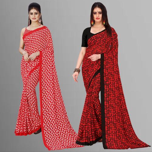 Buy Anand Women Multicolor6 Self Design Pattern Georgette Pack of 2 ...