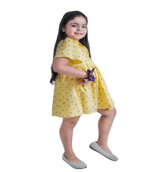 Buy 100% PREMIMUM QUALITY SKIN FRIENDLY COTTON FROCK FOR GIRLS (YELLOW ...