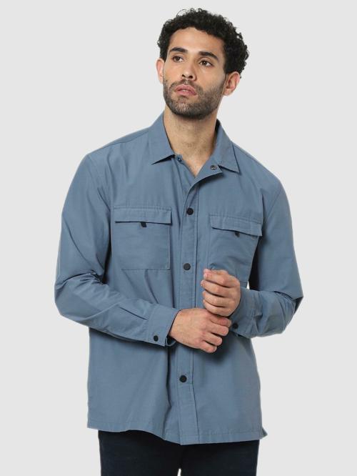 Buy Celio Blue Solid Relaxed Fit Shirt By Celio Online at Best Prices ...