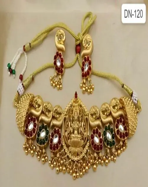 Buy Krishna Creation KC Multicolor Stone God Laxmi Design Jewellery Set ...