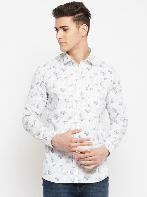 Buy Duke Men Light Blue Printed 100% Cotton Single Casual Shirts Online ...