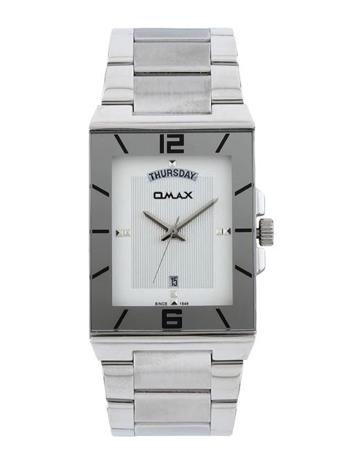 Buy OMAX Analog Silver Watch white Dial With Silver Strap for Men ...