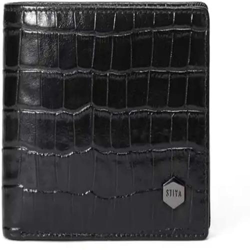 Buy Stiya Black Genuine Leather Six Card Slot Wallet Online at Best ...