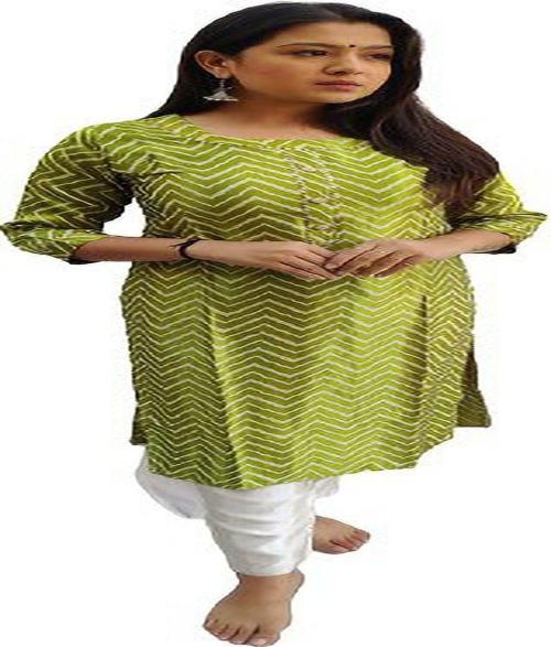 Buy TAVAN Women Geometric Print Straight Kurta (Green) Online at Best ...