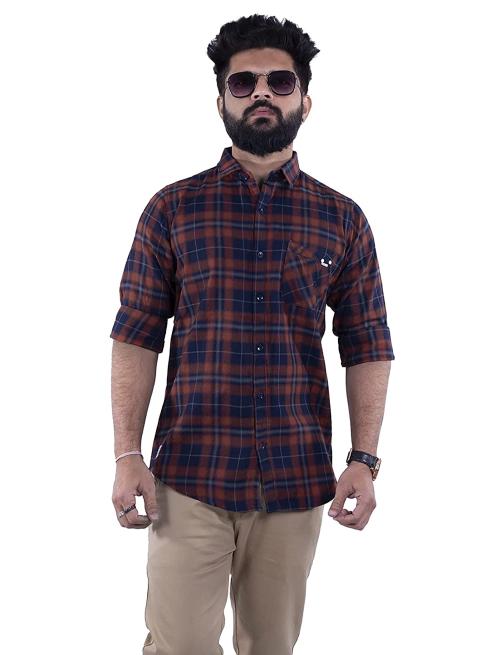 Buy NATAX Men Light Red Checkered Cotton Casual Shirt Online at Best ...