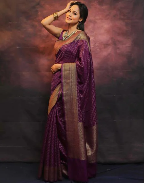 Buy Siril Silk Magenta Color Saree with Blouse piece Online at Best ...