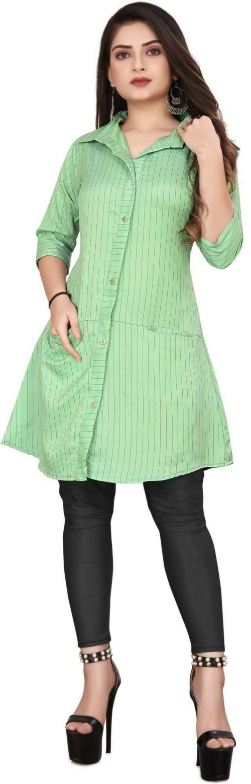 Buy Jayu Fab Women Light Green Striped Liva Flared Kurta Online at Best Prices in India - JioMart.