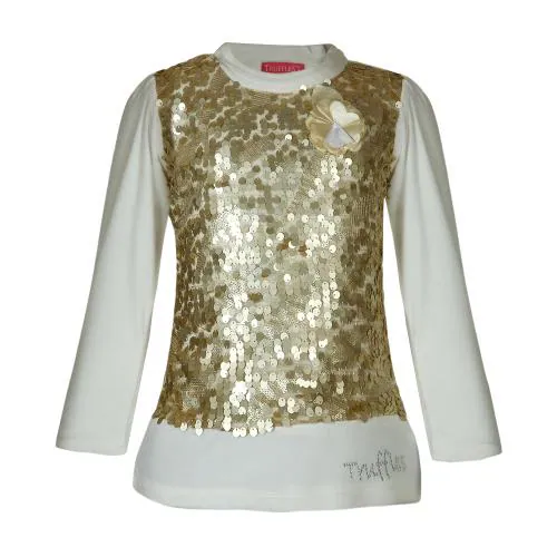 Buy Truffles Girls White Full Sleeve Embellished Work Velvet Golden ...