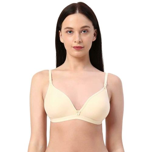 Buy Planet Inner Women Beige Non Padded Polycotton Plunge Bra (32B size) Online at Best Prices ...