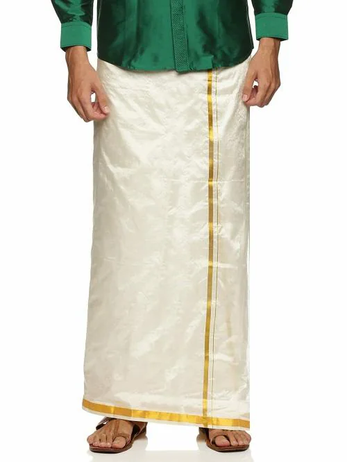 Buy Handlooom.com - Handmade in india for the world ! Silk White Mundu ...