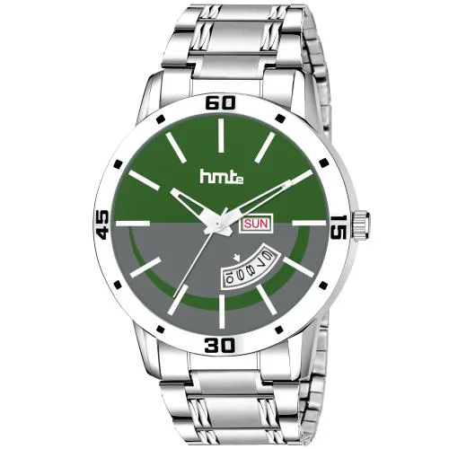 HMTe HM-1592 Green Dial Silver Chain D&D Analog Watch for Men - JioMart