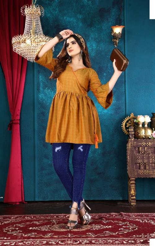 Buy Shukrana Women Classic Mustard Printed Round Neck 3/4th Sleeves ...