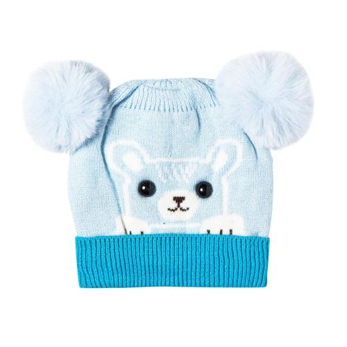Buy Baby Moo Blue Knit Woollen Cap Pom Pom Bear Online at Best Prices ...