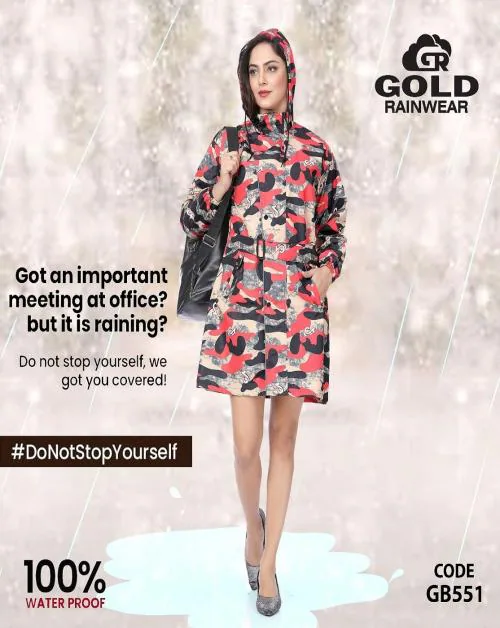 Buy Gold Raincoat or windcheater for women and girls/Waterproof Self ...