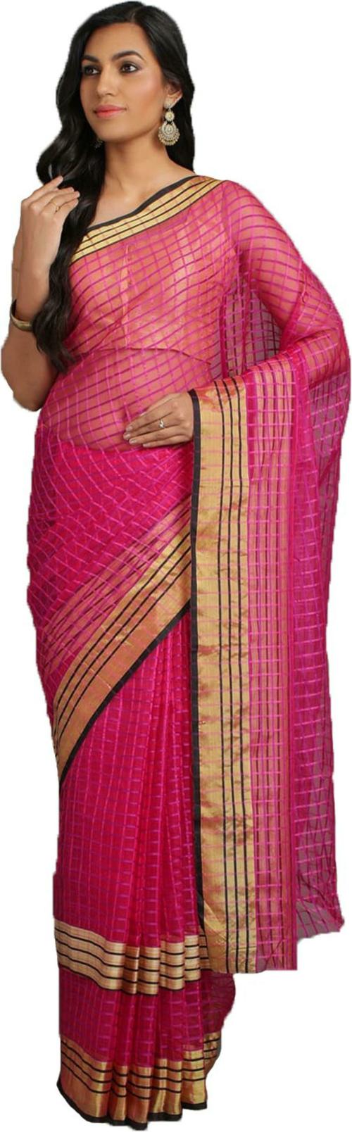 Buy Suntex Women Dark Green Striped Cotton Silk Single Saree Online at ...