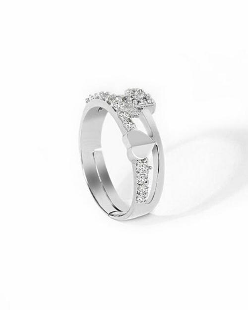 Buy Trishty Sterling Silver Heart Zircon-Studded Ring | 925 Online at ...