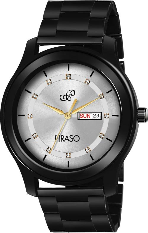 Buy PIRASO Analog Silver Dial Black Strap Watch for Men and Boys Online ...