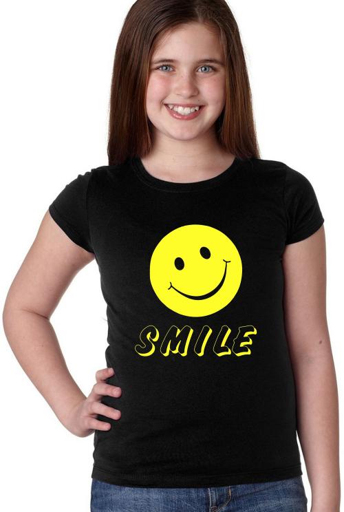 Buy Uniplanet Store Girls Black Graphic Pure Cotton Round Neck T-Shirt - 3 to 4 Y (UKID-G-SMILE ...