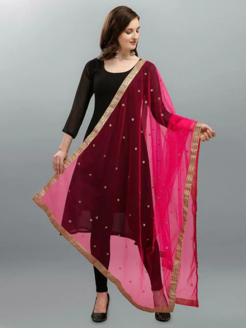 Buy Devangi Women Pink Embroidered Net Dupatta Online at Best Prices in India - JioMart.