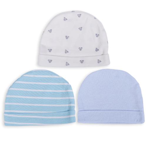 Buy Baby Moo Blue, White Cotton Caps Car Striped (Set Of 3) Online at ...