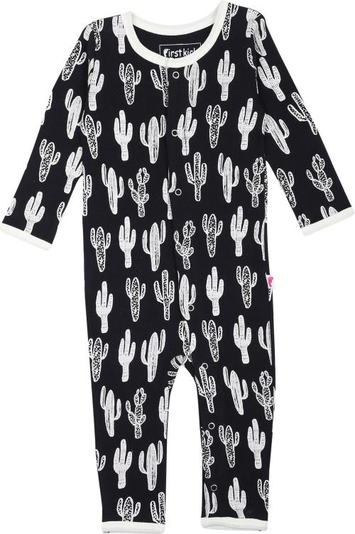 Buy First Kick Boys And Girls Black Printed Cotton Blend Romper (18-24M ...