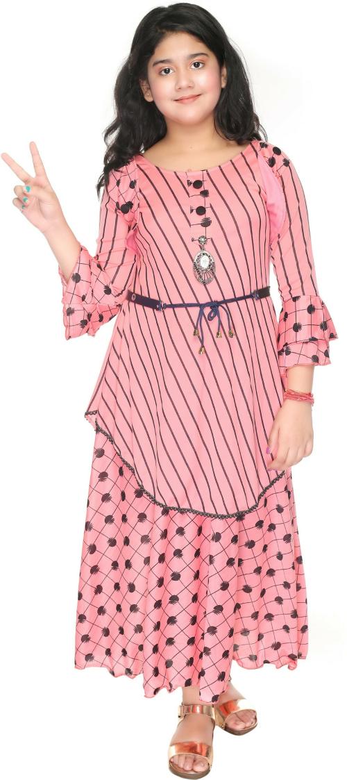 Buy SFC FASHIONS Girls Pink Cotton Blend Gathered Maxi or Full Length ...