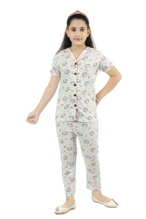 Buy Burbn Girls Printed Cotton Nightsuit set Online at Best Prices in ...