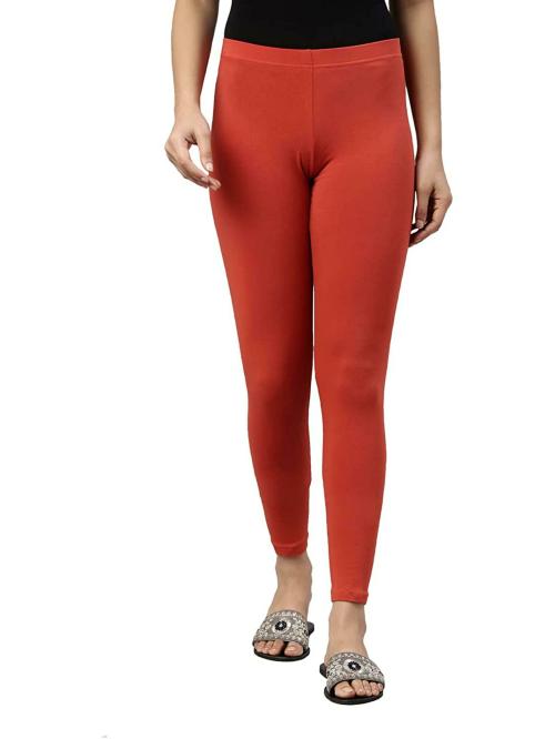 Buy Go Colors Women Red Solid Stretch Leggings Online at Best Prices in ...