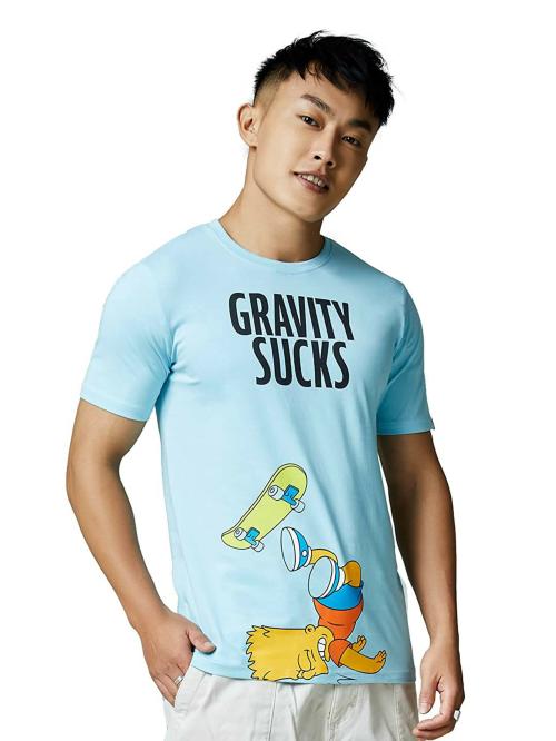 Buy The Souled Store Men Sky Blue Printed Cotton T-Shirts Online at ...