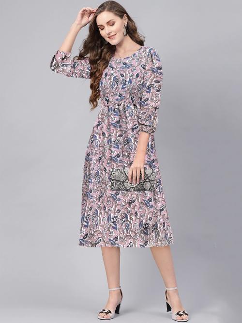 Buy KERI PERRY Women's Multicolour Rayon Botanical Print Fit & Flared ...