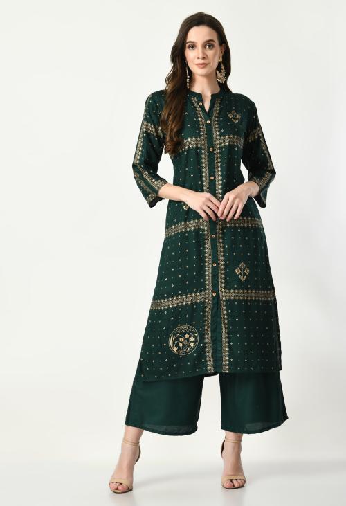 Buy S MAJIDA Foil Printed Straight Kurta Set Online at Best Prices in ...