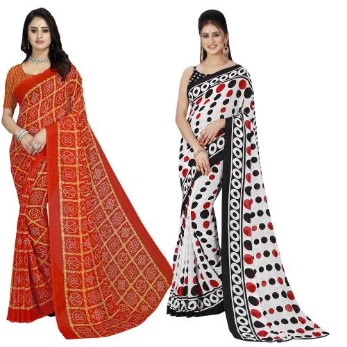 Buy Anand Women Multicolor7 Self Design Pattern Georgette Pack of 2 ...