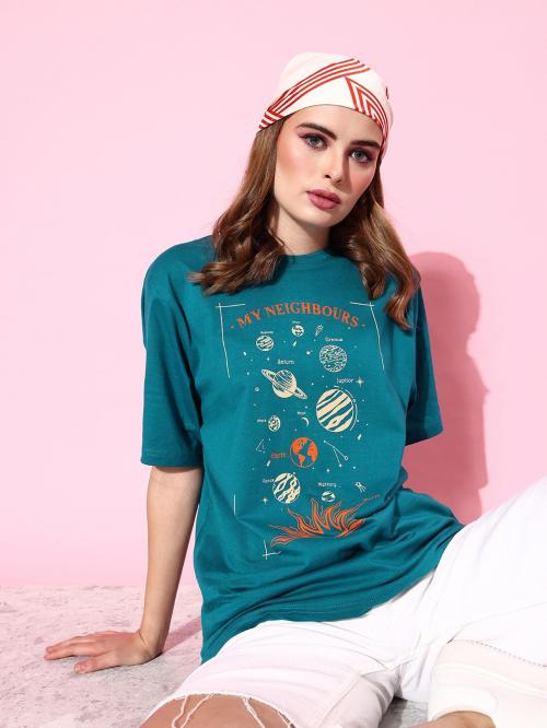 Buy Difference of Opinion Blue Graphic Oversized T-Shirt Online at Best ...