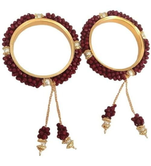 Buy REDDIX Plastic latkan Bangles Stylish Bangles for Women-MAROON-2.8 ...