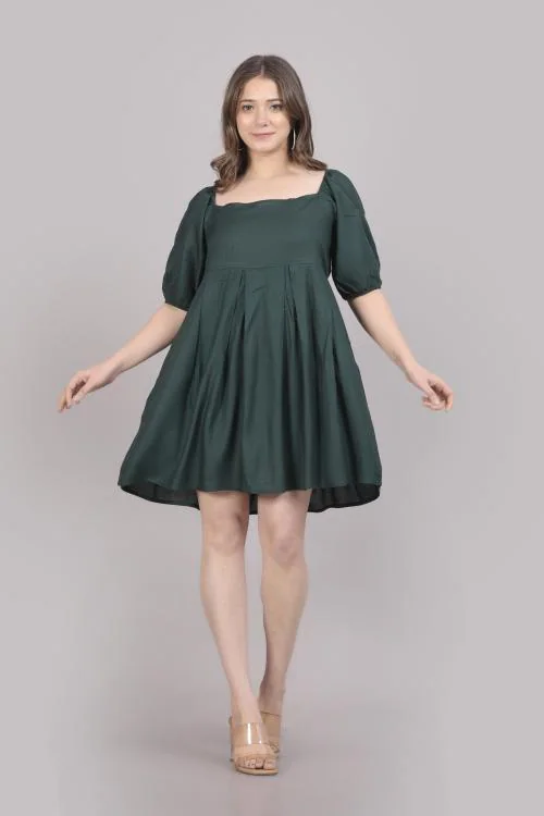 Buy Manojava Women Dark Green Solid Viscose Rayon Bodycon Dress Online ...