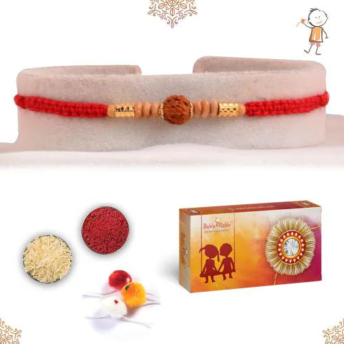 Buy Babla Rakhi Uniquely Knotted Rudraksh Rakhi with Golden and ...