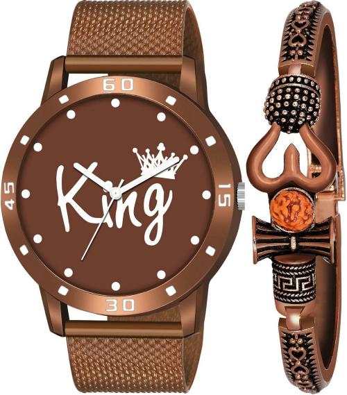 Buy CRAB Analog Brown Watch And Bracelet Combo Men and Boys (JEW_54_K ...
