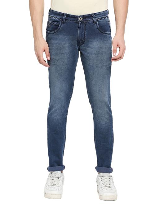 Buy TCI TRUE COLORS OF INDIA Blue whisker Stretchable Casual Denim ...