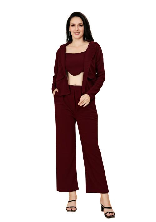 Buy WITVIN Women's Laycra Co ord Set Inner Crop Top and Trouser Pant ...